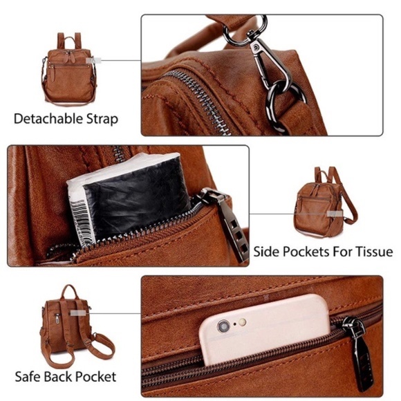 Bags | Vegan Leather Convertible Backpack Bag | Poshmark